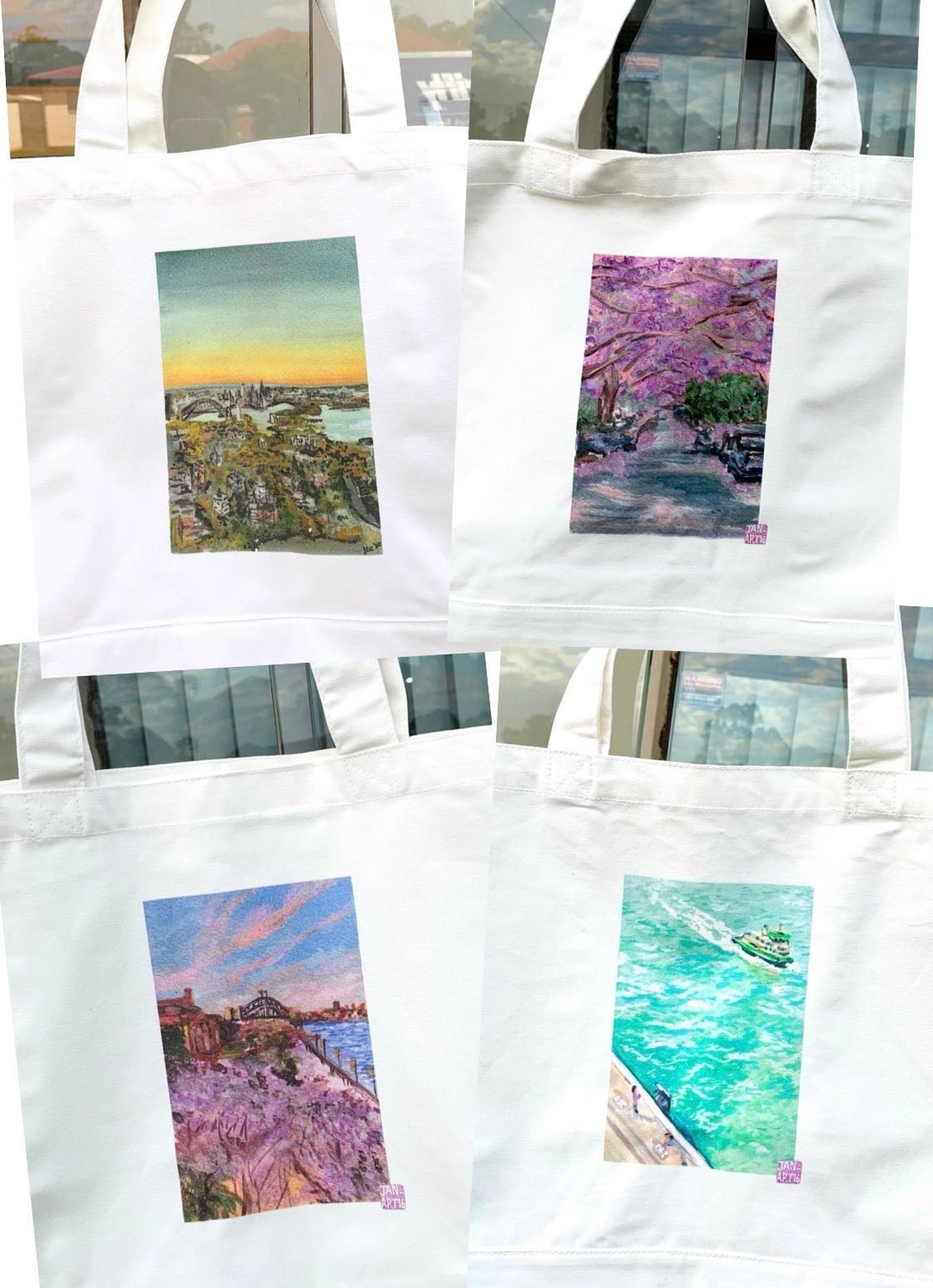 Sydney City Landscape Deluxe Canvas Tote Bag - Original Illustration (4 ...