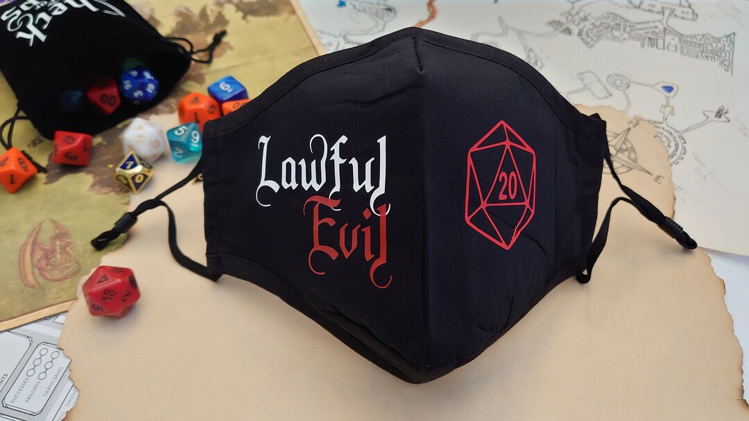 Lawful Evil Alignment D20 Supreme Gesichtsmaske aus Baumwolle 3 Lagen ...