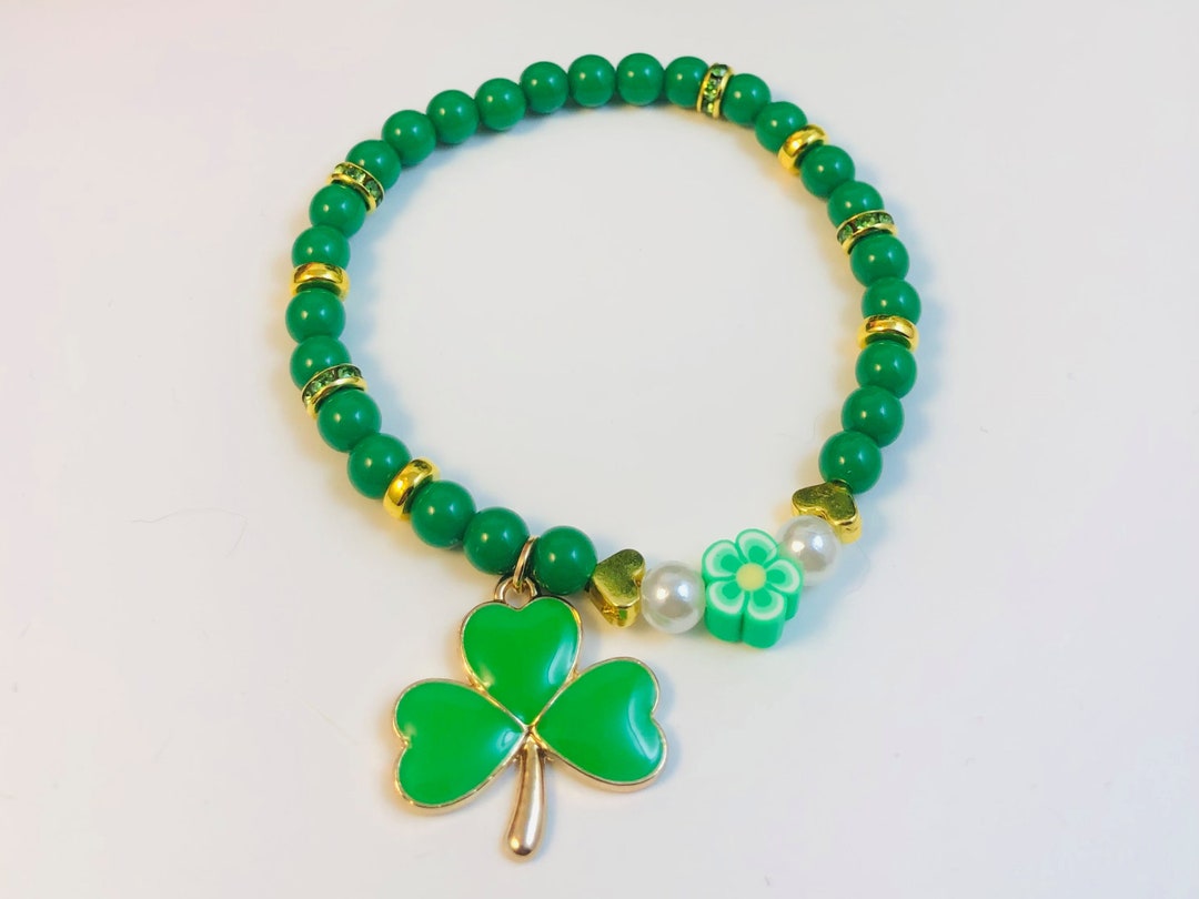 St. Patrick's Day Beaded Bracelets, Green St. Paddy's Day Bracelets ...