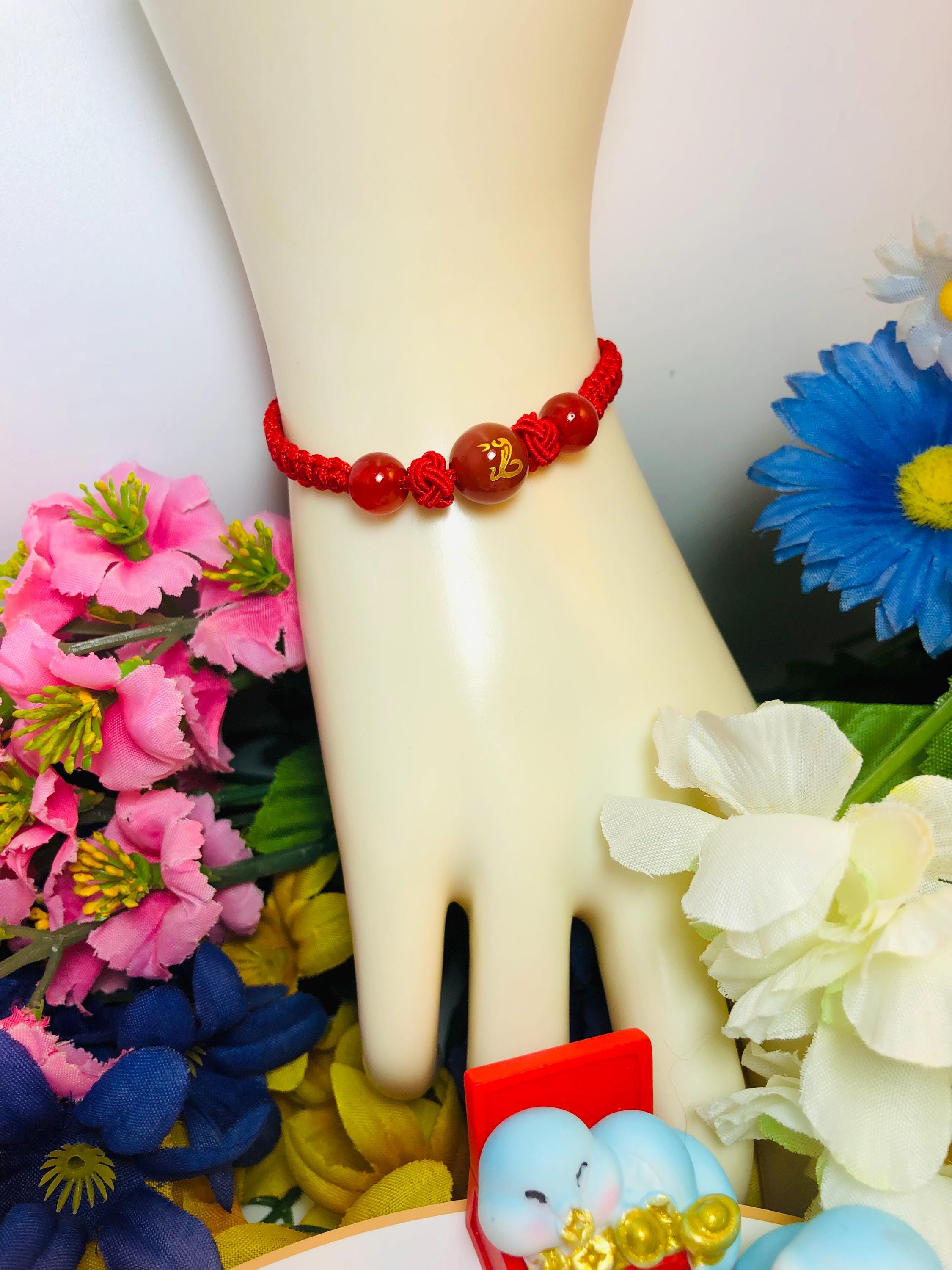 Chinese New Year of the Snake Bracelet, Adjustable Red Braided Bracelet ...