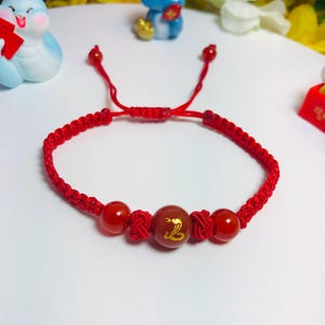 Chinese New Year of the Snake Bracelet, Adjustable Red Braided Bracelet ...
