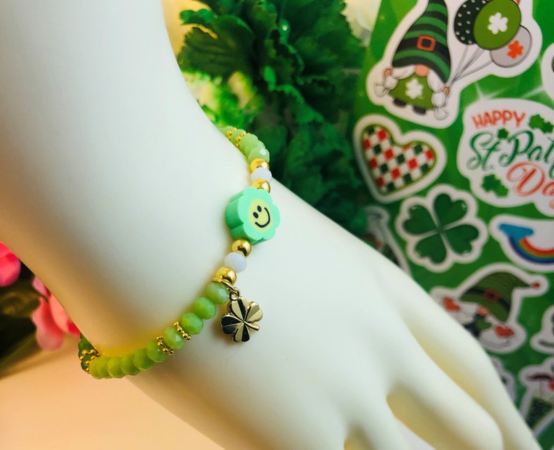 St. Patrick's Day Beaded Bracelets, Green St. Paddy's Day Bracelets ...
