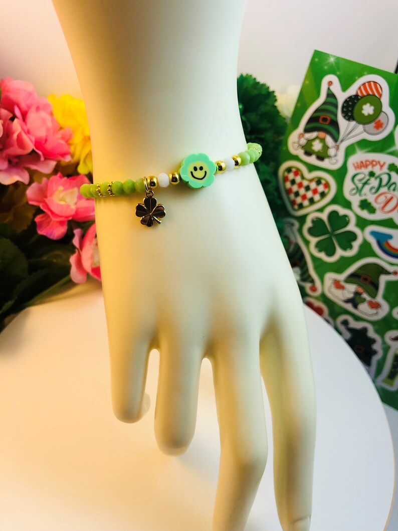 St. Patrick's Day Beaded Bracelets, Green St. Paddy's Day Bracelets ...