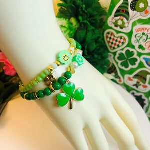 St. Patrick's Day Beaded Bracelets, Green St. Paddy's Day Bracelets ...