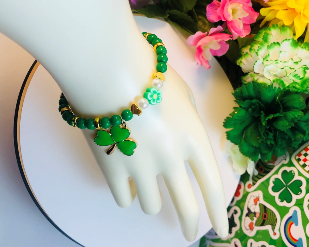 St. Patrick's Day Beaded Bracelets, Green St. Paddy's Day Bracelets ...