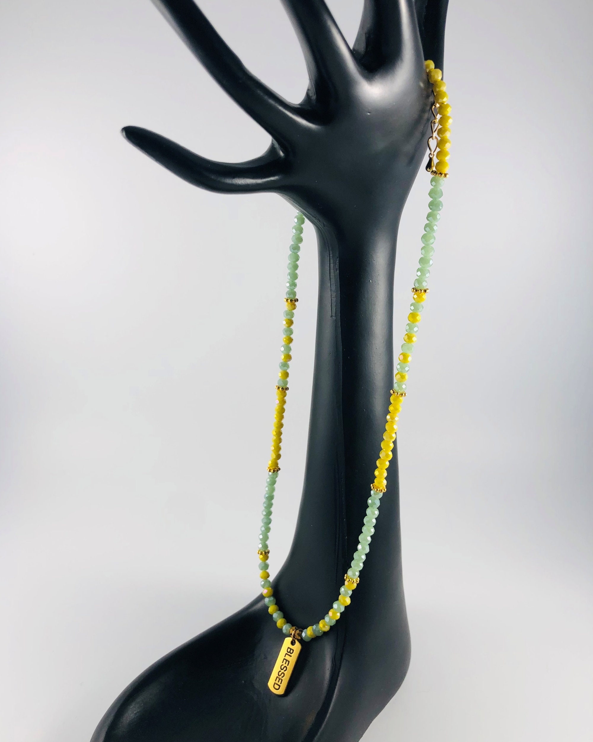 Motivational Words Choker, Positive Vibes Necklace, Yellow and Green ...