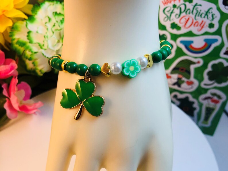 St. Patrick's Day Beaded Bracelets, Green St. Paddy's Day Bracelets ...