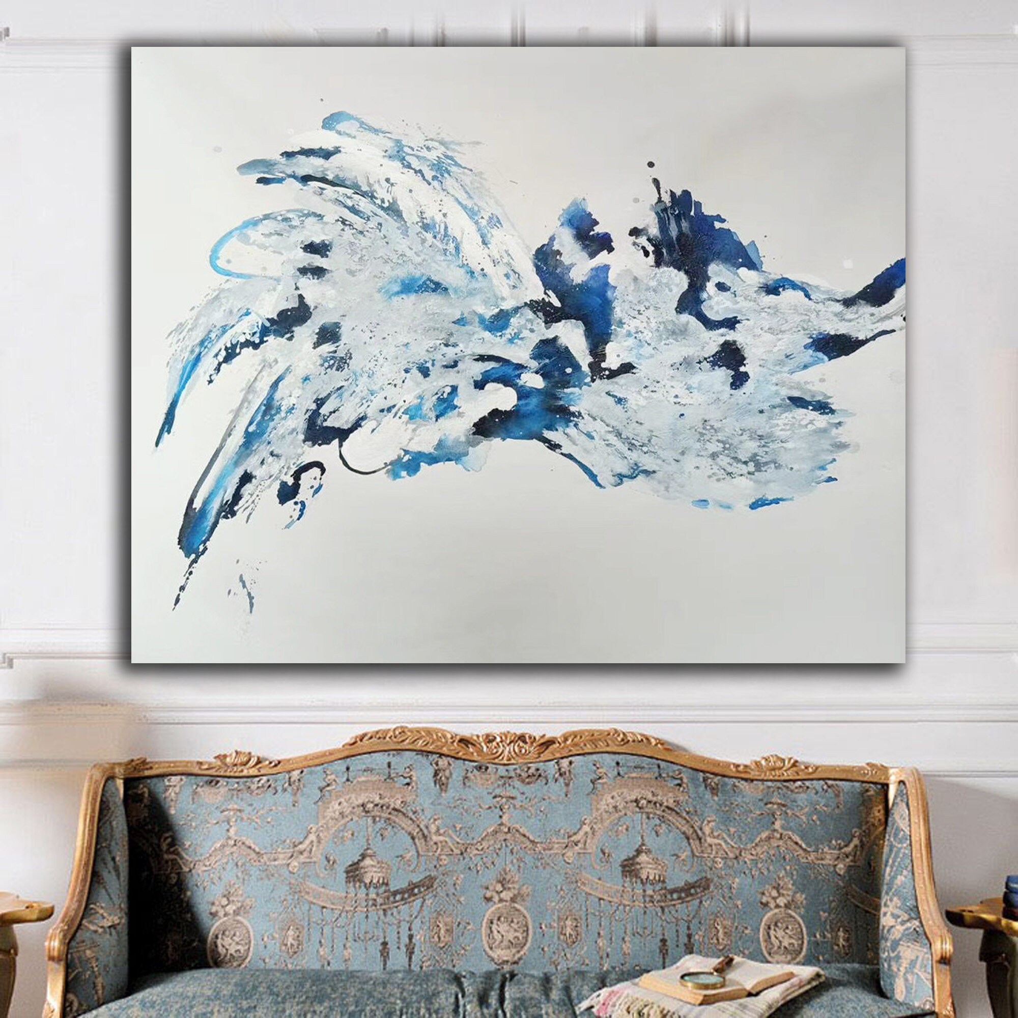 Pale Blue Abstract for Bedroom Decor Light Blue Painting - Etsy
