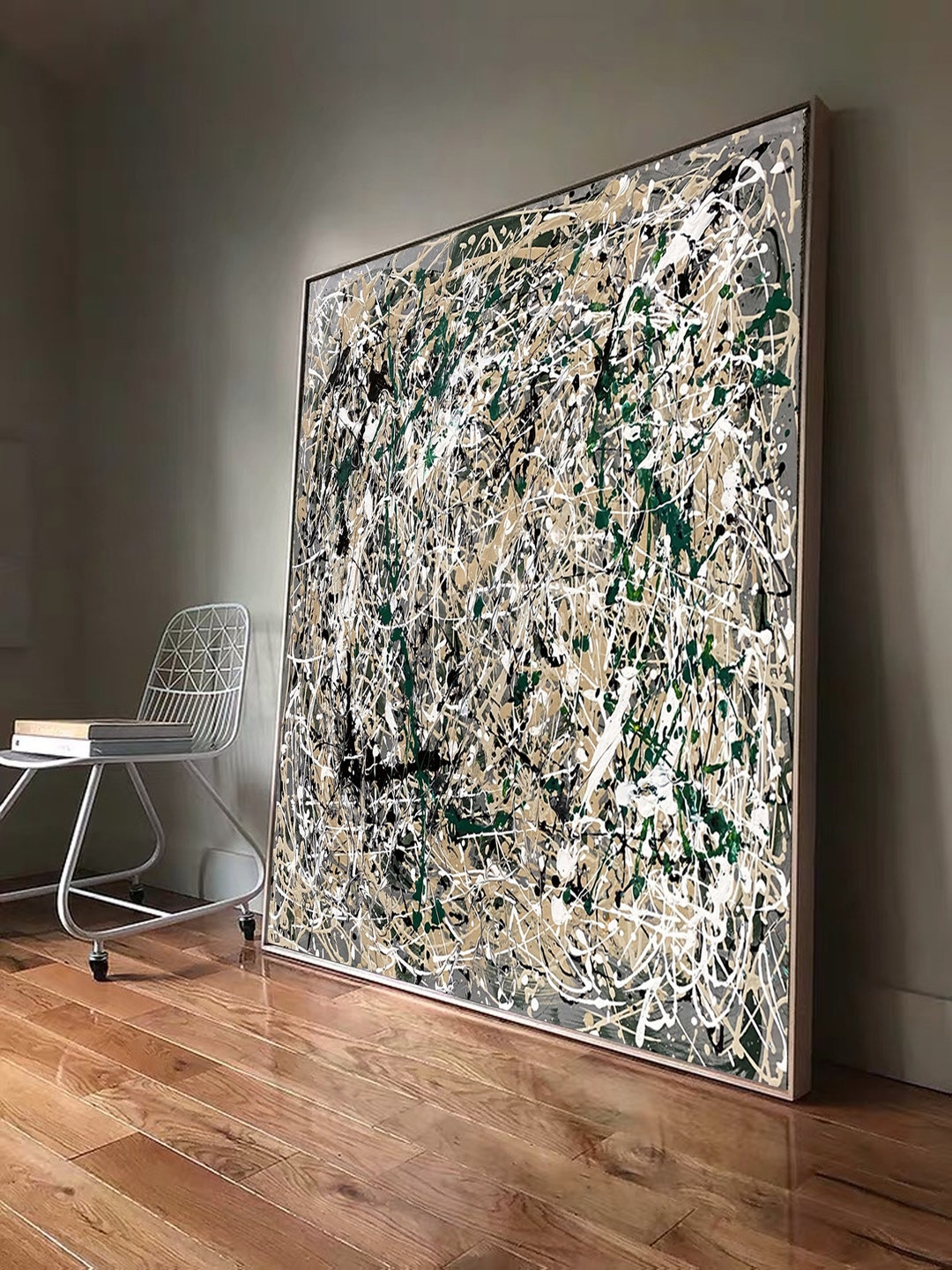 Pollock Style Painting, Large Abstract Painting, Jackson Pollock Wall ...