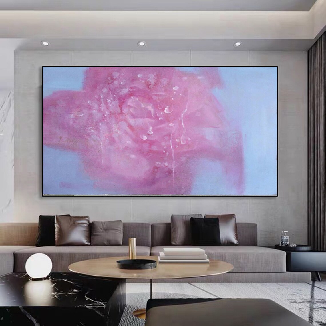 Extra große Wandkunst Original Acryl übergroße Malerei Leinwand abstrakte Malerei rosa Malerei ...
