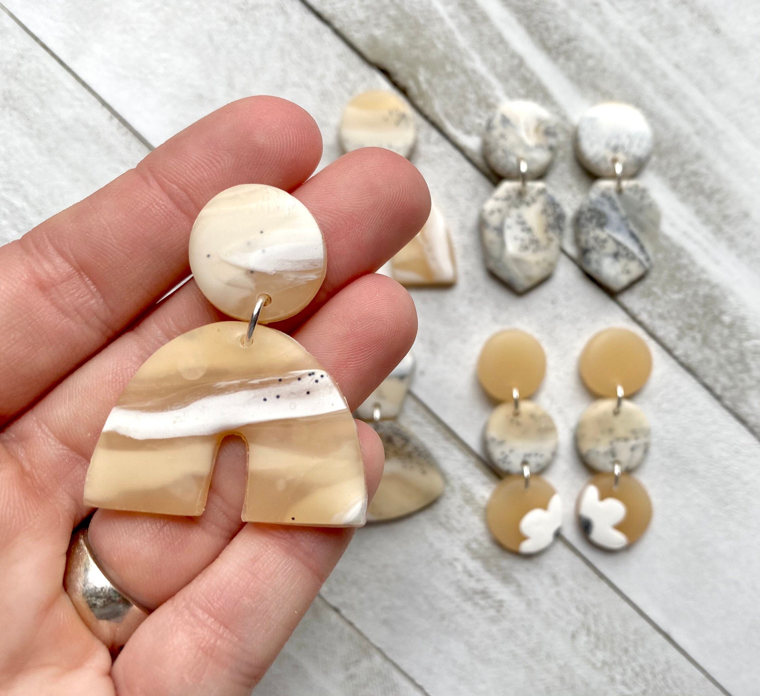 The Translucent collection Polymer Clay Earrings Neutral | Etsy