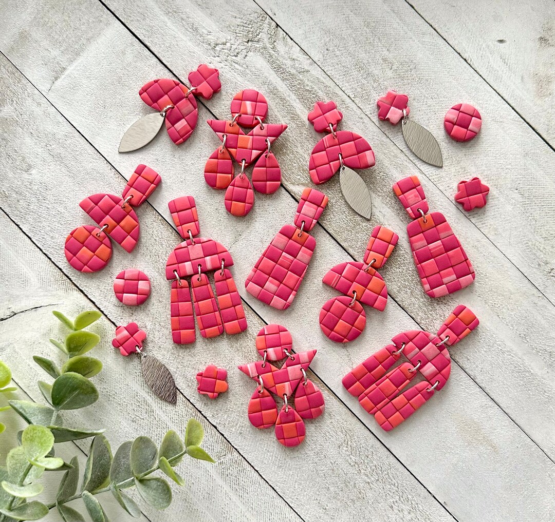 The Spring Checkerboard Collection Lightweight Clay Earrings - Etsy