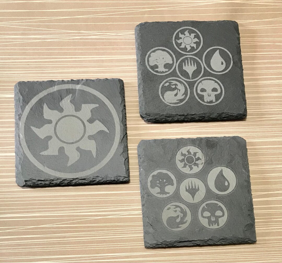Custom Engraved MTG Coasters 4x4 Mana Black Slate W/ Felt Feet - Etsy