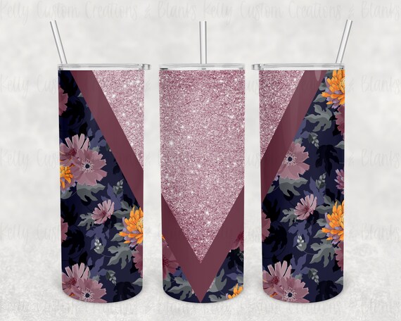 Floral V Split Tumbler 20 Oz Skinny Tumbler Design - Etsy