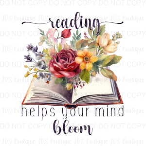 Reading Helps Your Mind Bloom PNG Design | Digital Design | Book Design ...