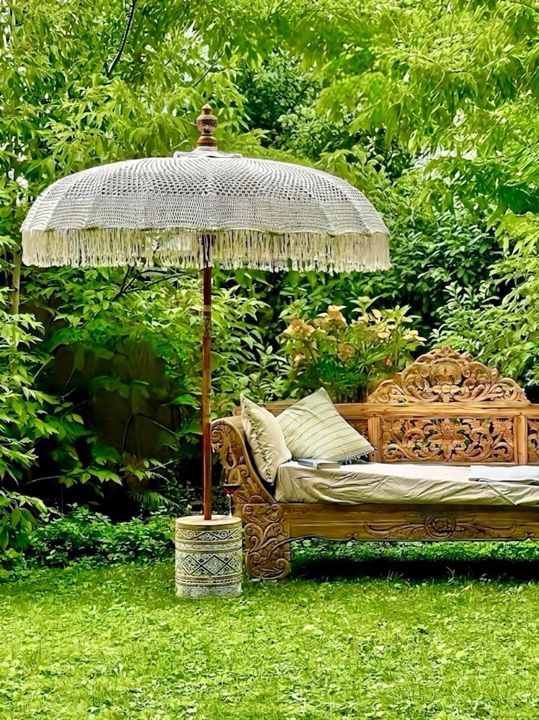 Handwoven Macrame Garden Parasol: Boho Wedding Umbrella - Etsy