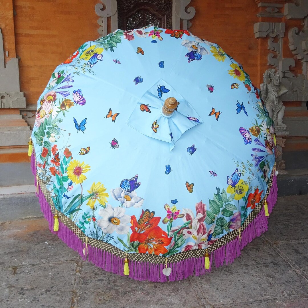 Handcrafted Balinese Garden Parasol – Boho Outdoor Decor | Tropical ...