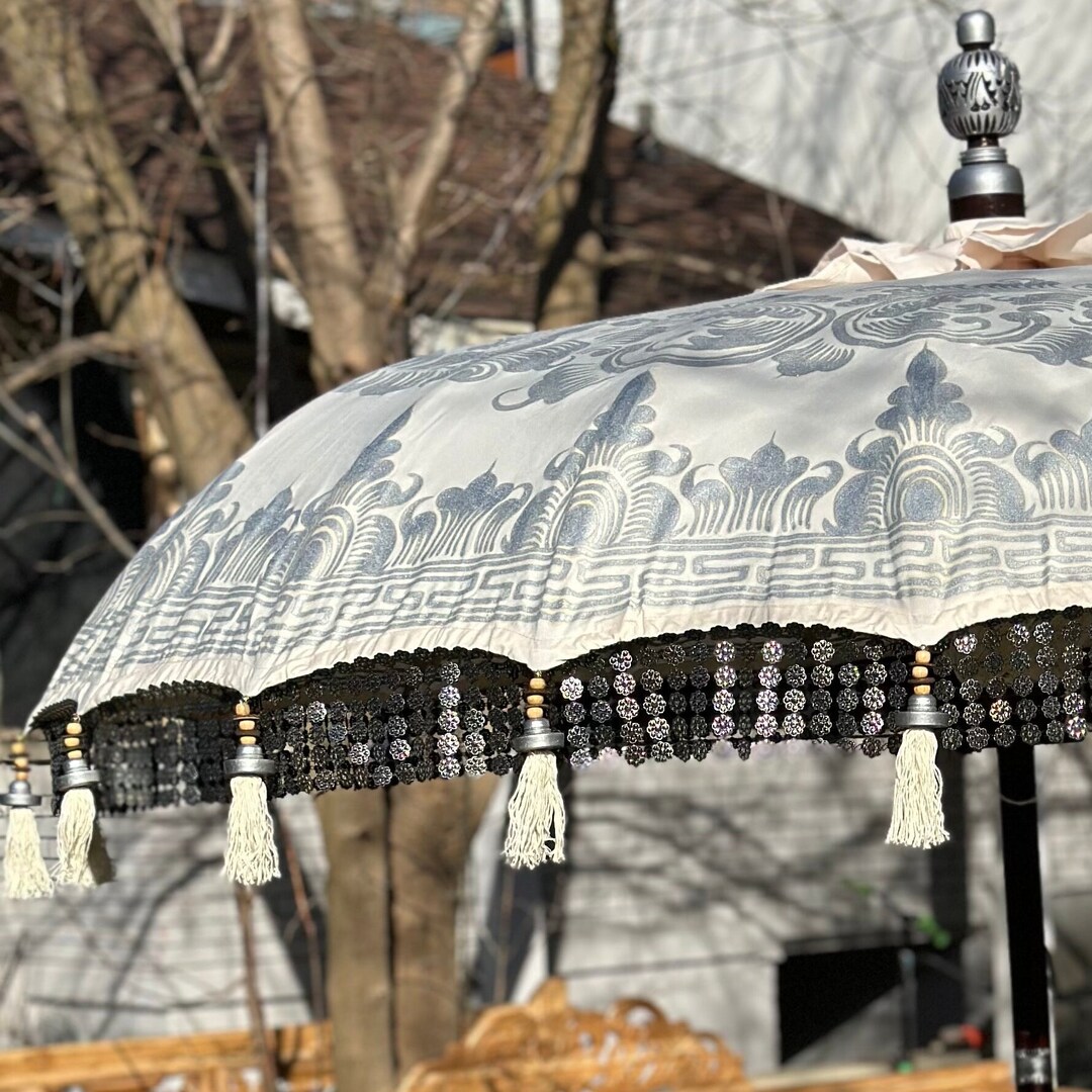 Regal Silver and Cream Balinese Parasol - Mystical Ink and Brass ...