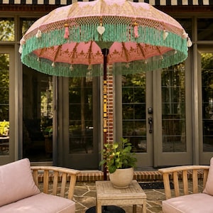 Pink Balinese Garden Parasol – Hand-painted Patio Umbrella - Etsy