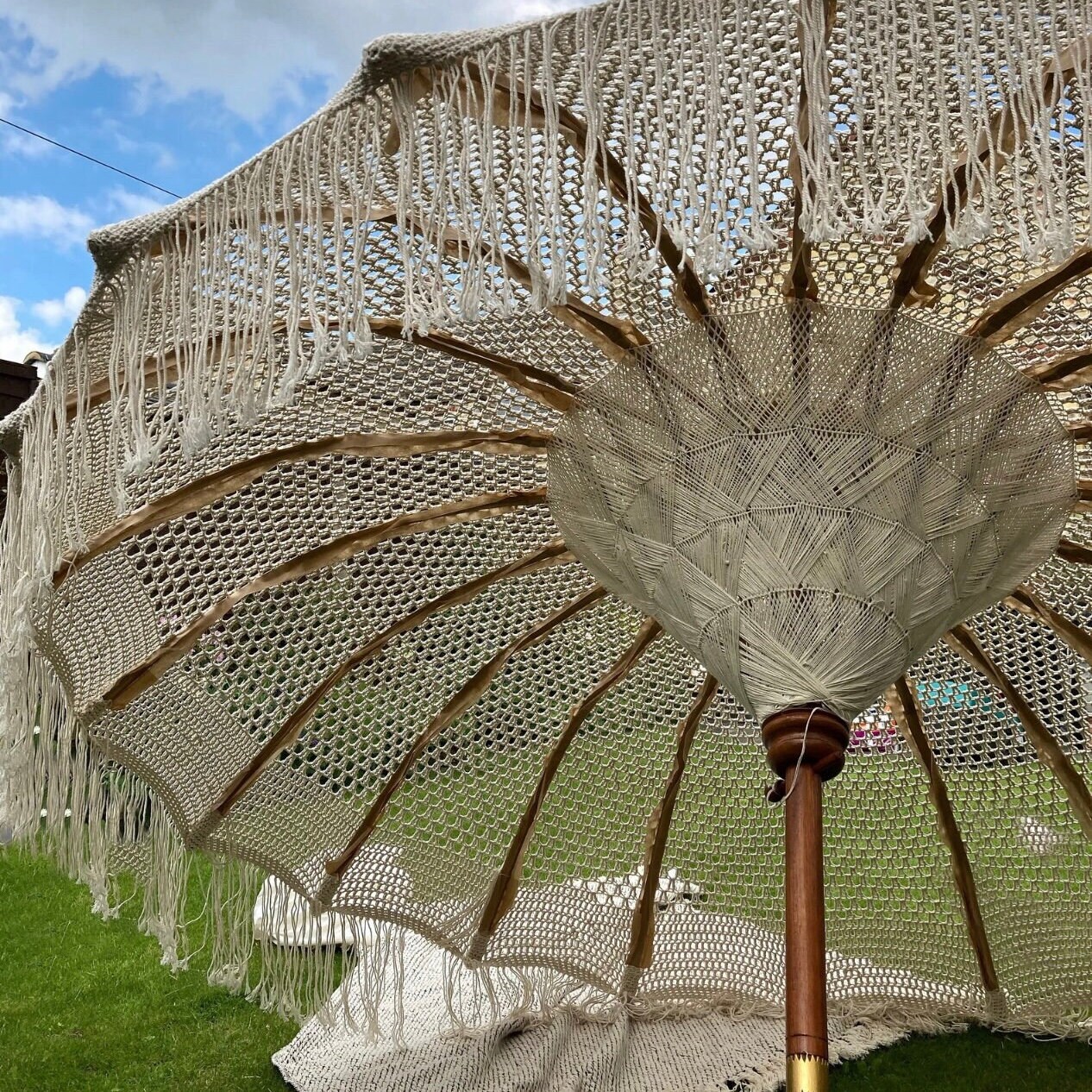 Handwoven Macrame Garden Parasol: Boho Wedding Umbrella - Etsy