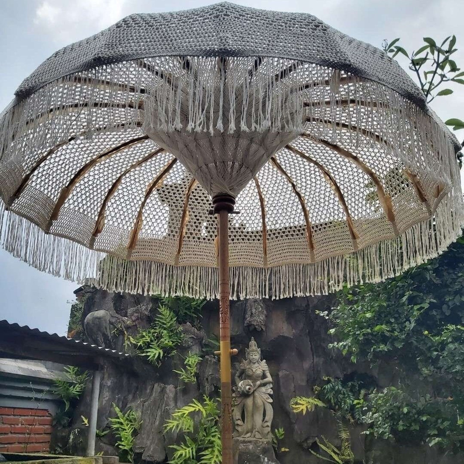 Handwoven Macrame Garden Parasol: Boho Wedding Umbrella - Etsy