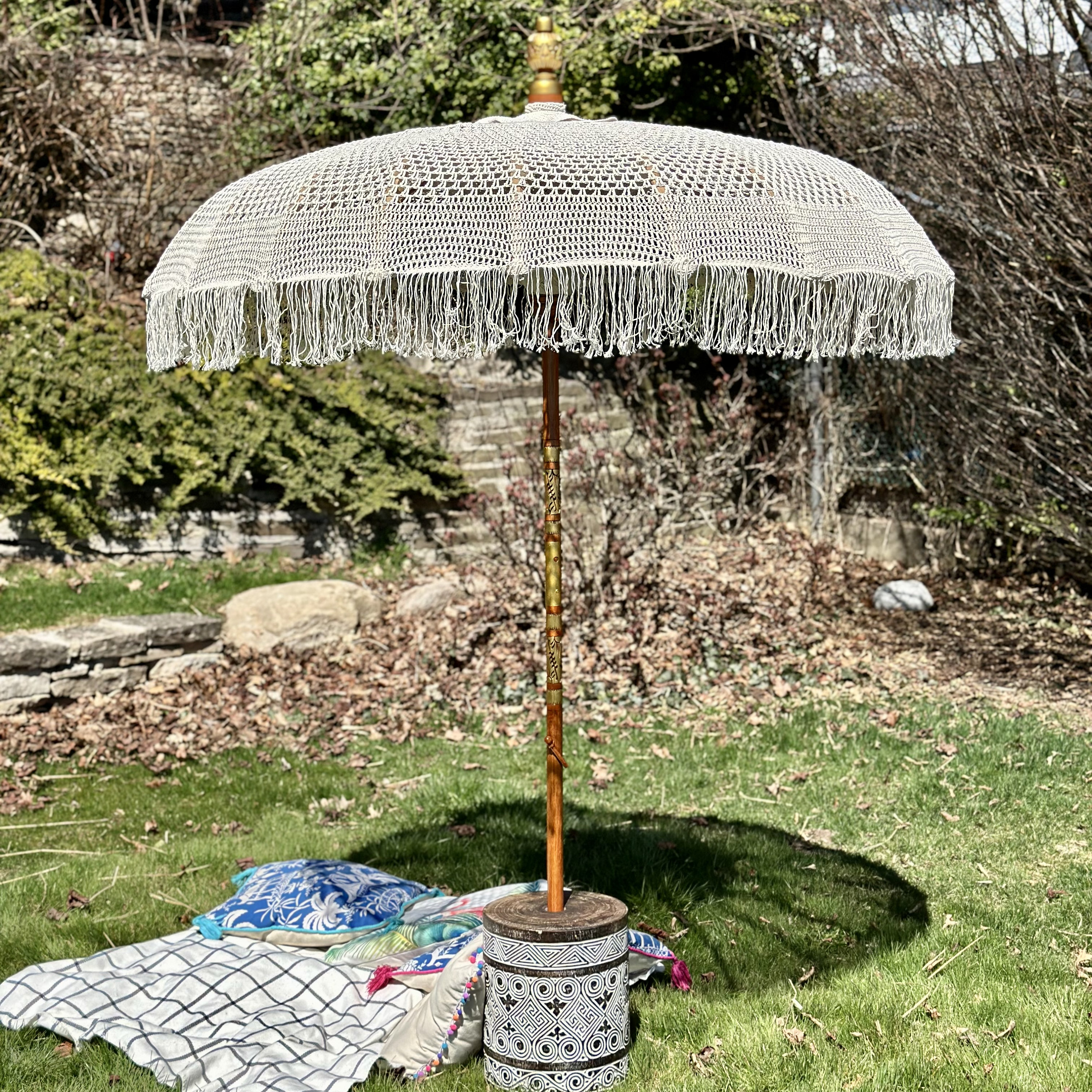 Handwoven Macrame Garden Parasol: Boho Wedding Umbrella - Etsy