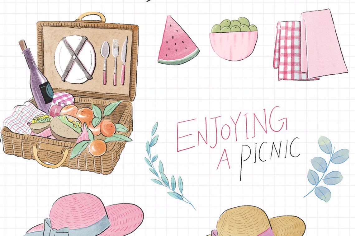 Romantic Picnic Stickers spring Picnic Sticker Sheet Digital Planner ...