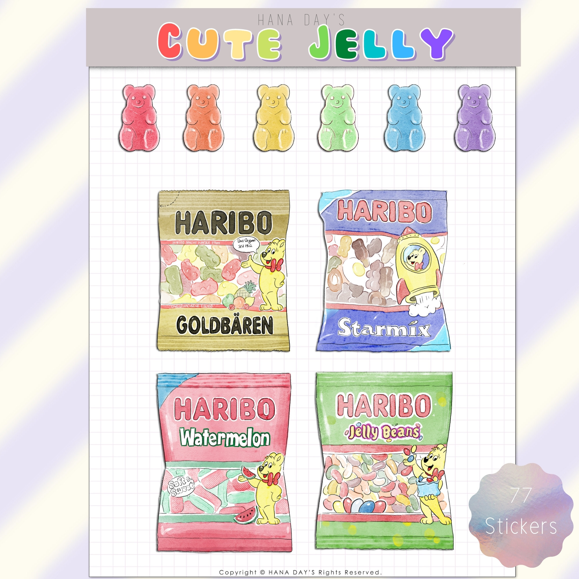Cute Kawaii Jelly Sticker for Planner | Goodnotes Sticker | Haribo ...