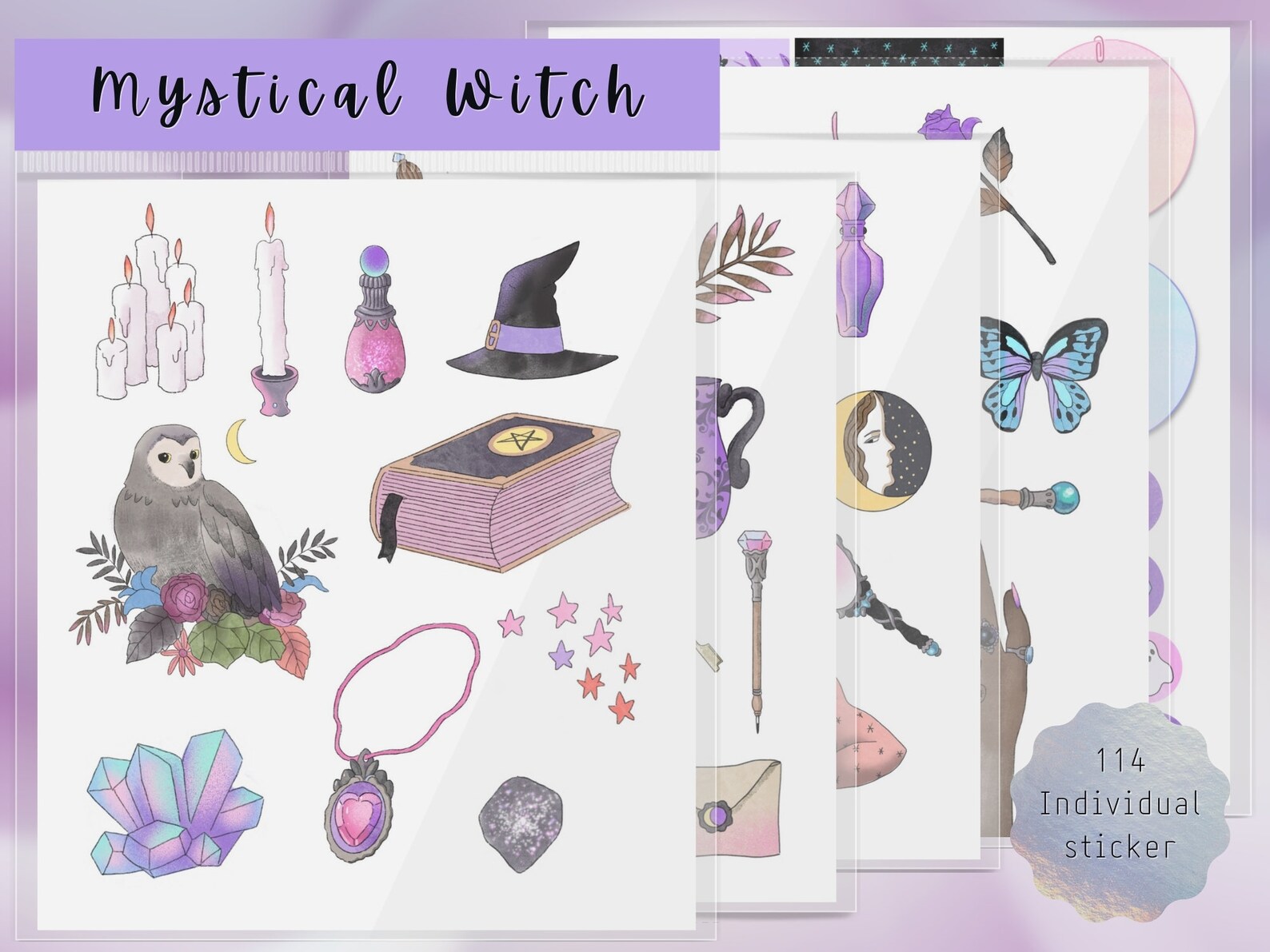 Mystical Witch Sticker | Digital Sticker | Planner Stickers | Witchy ...