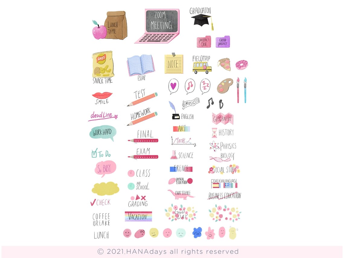 Back to School Pink Digital Sticker School Stickers College Stickers ...