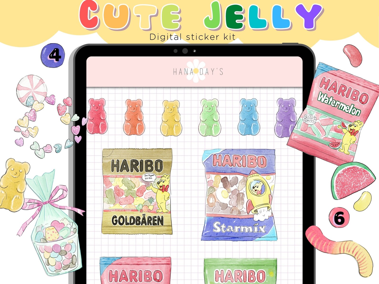Cute Kawaii Jelly Sticker for Planner | Goodnotes Sticker | Haribo ...