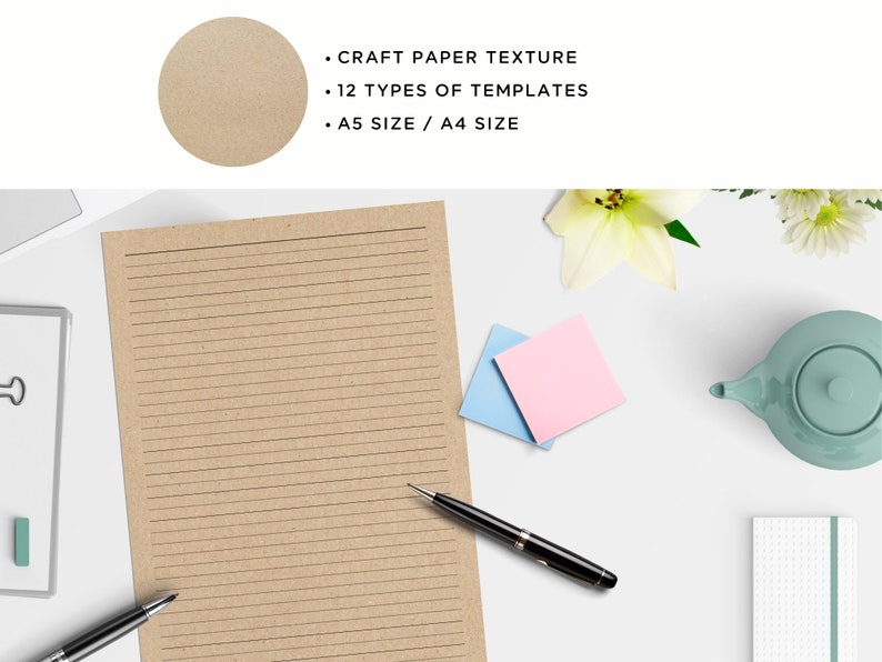 Digital Note Taking Paper Template craft Paper Texture | Etsy