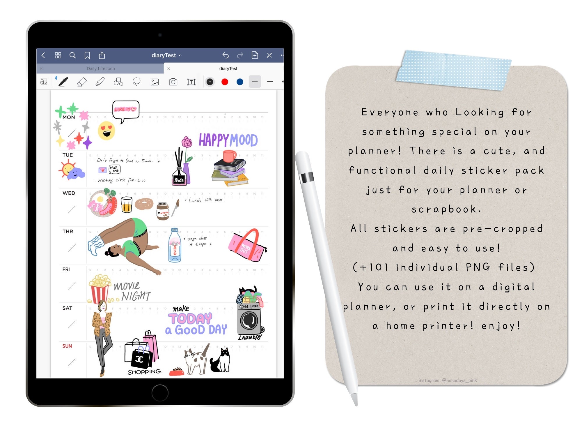 Daily Life Icon for Goodnotes Daily Planner Sticker Pre-cropped ...