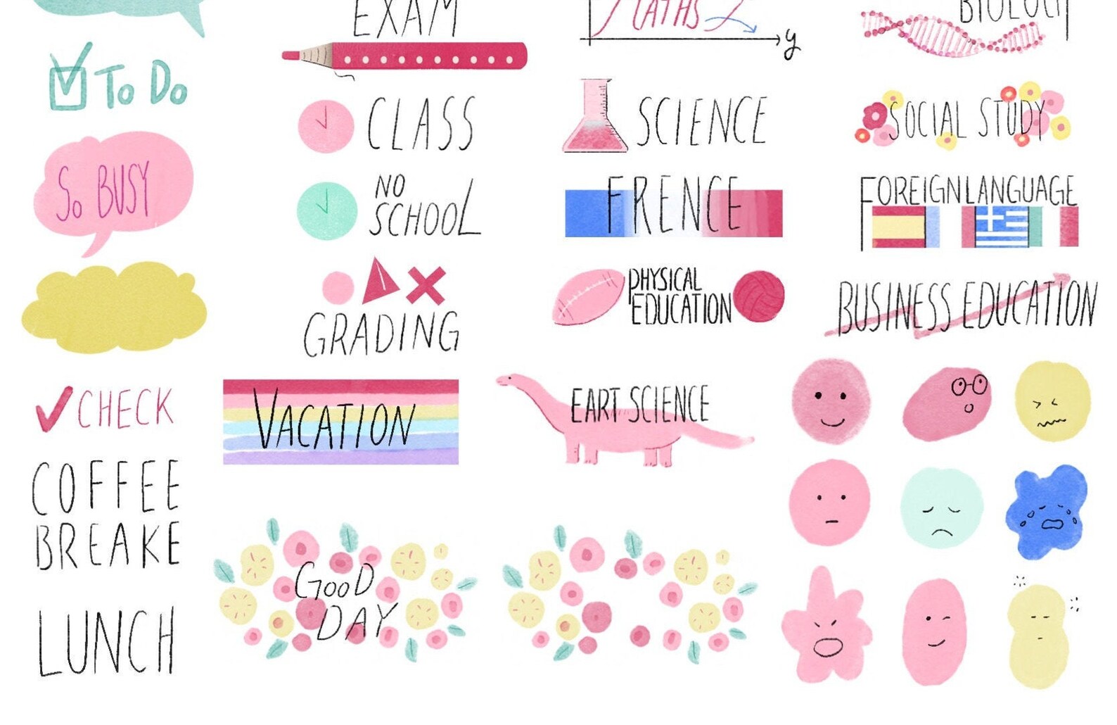 Back to School Pink Digital Sticker School Stickers College Stickers ...