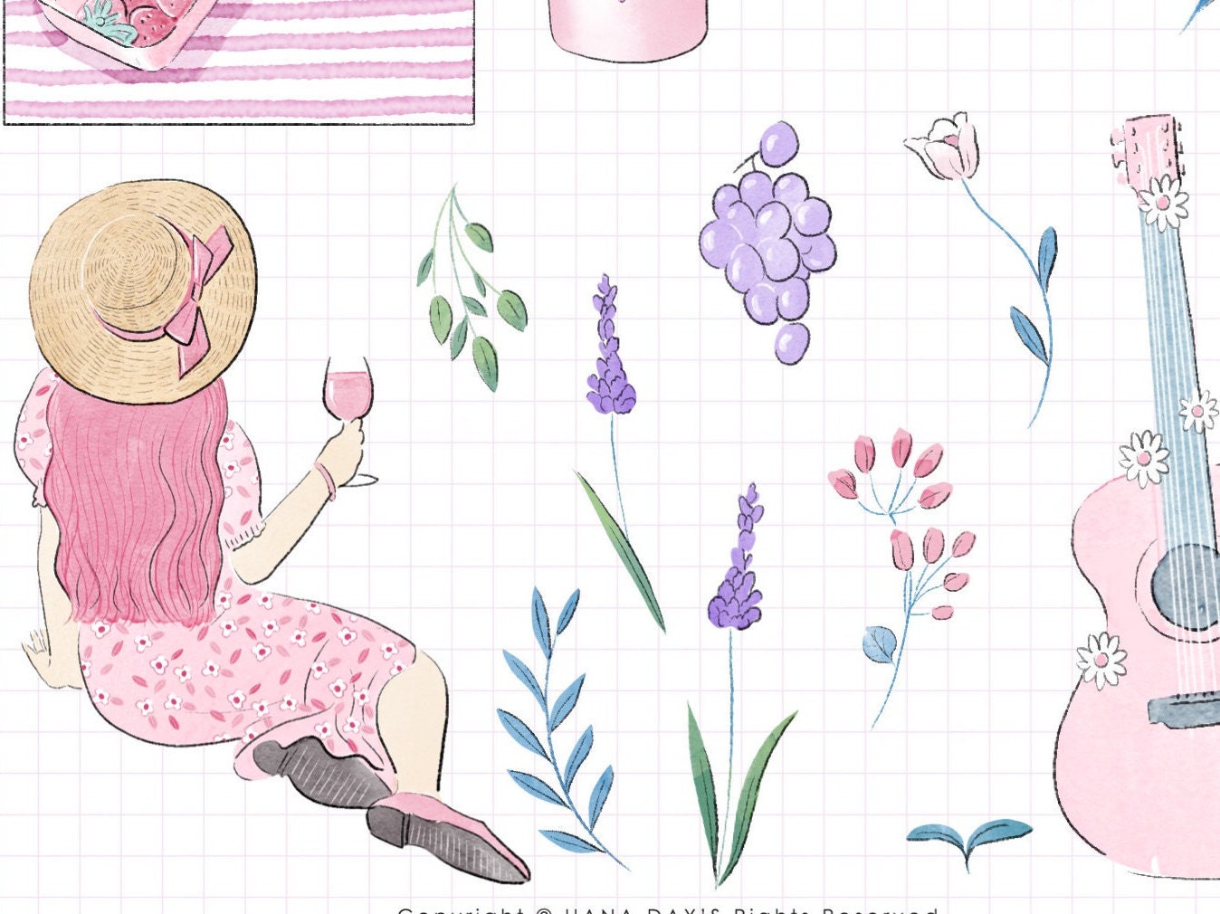 Romantic Picnic Stickers spring Picnic Sticker Sheet Digital Planner ...