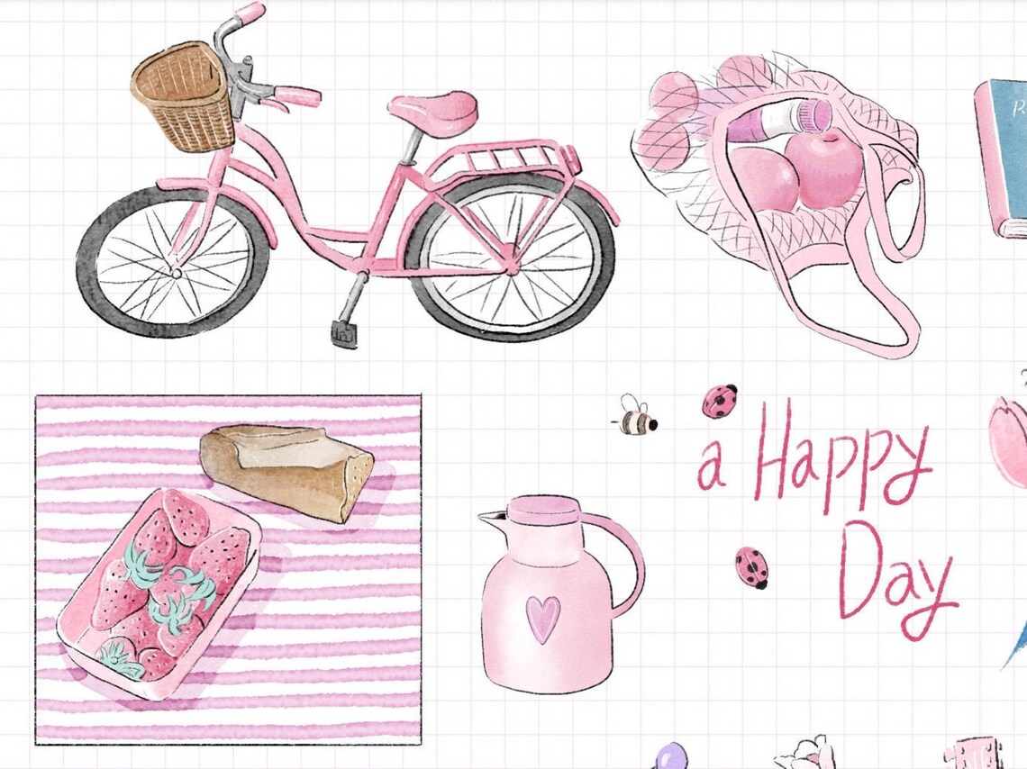 Romantic Picnic Stickers spring Picnic Sticker Sheet Digital Planner ...