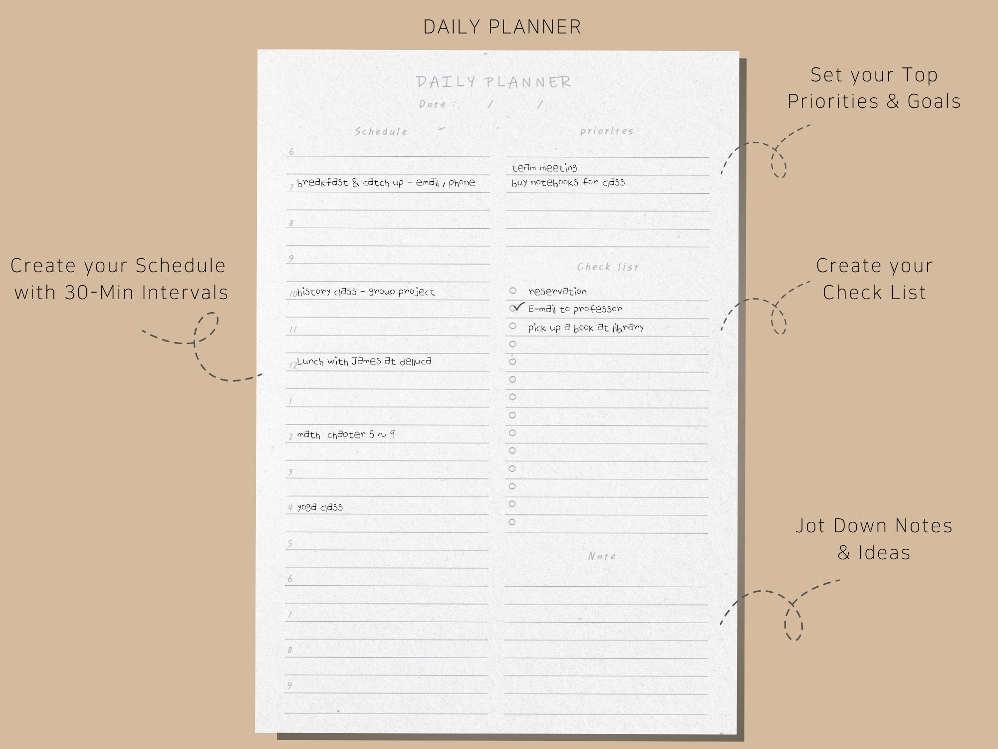 Digital Note Taking Daily Planner Pack - Craft Paper Texture ...