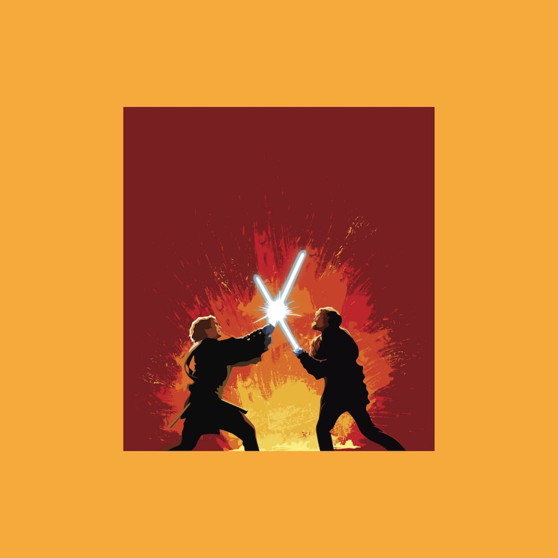 SW Prequel Anakin Vs Obi Fight Scene Inspired Graphic Print | Etsy
