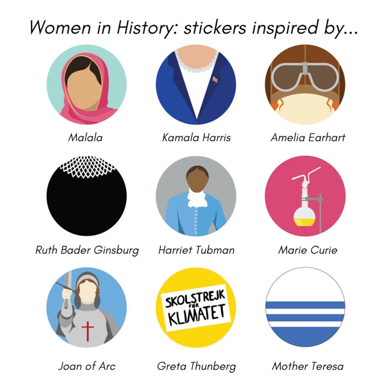 Women in History Sticker Pack Set of 9 HP Princesses - Etsy