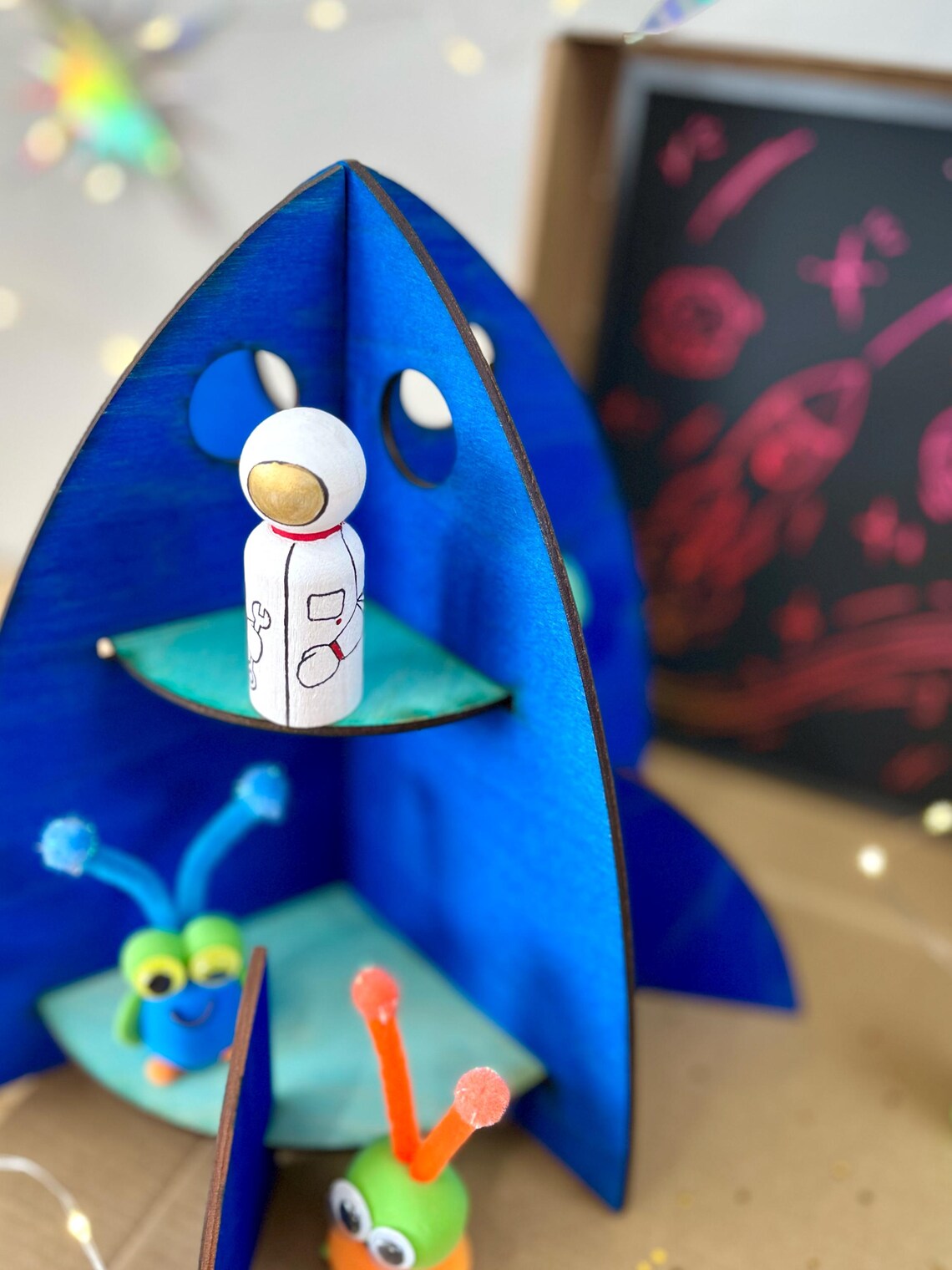 Rocket Ship Craft Kit: Space Adventure With Astronaut & Clay Aliens - Etsy