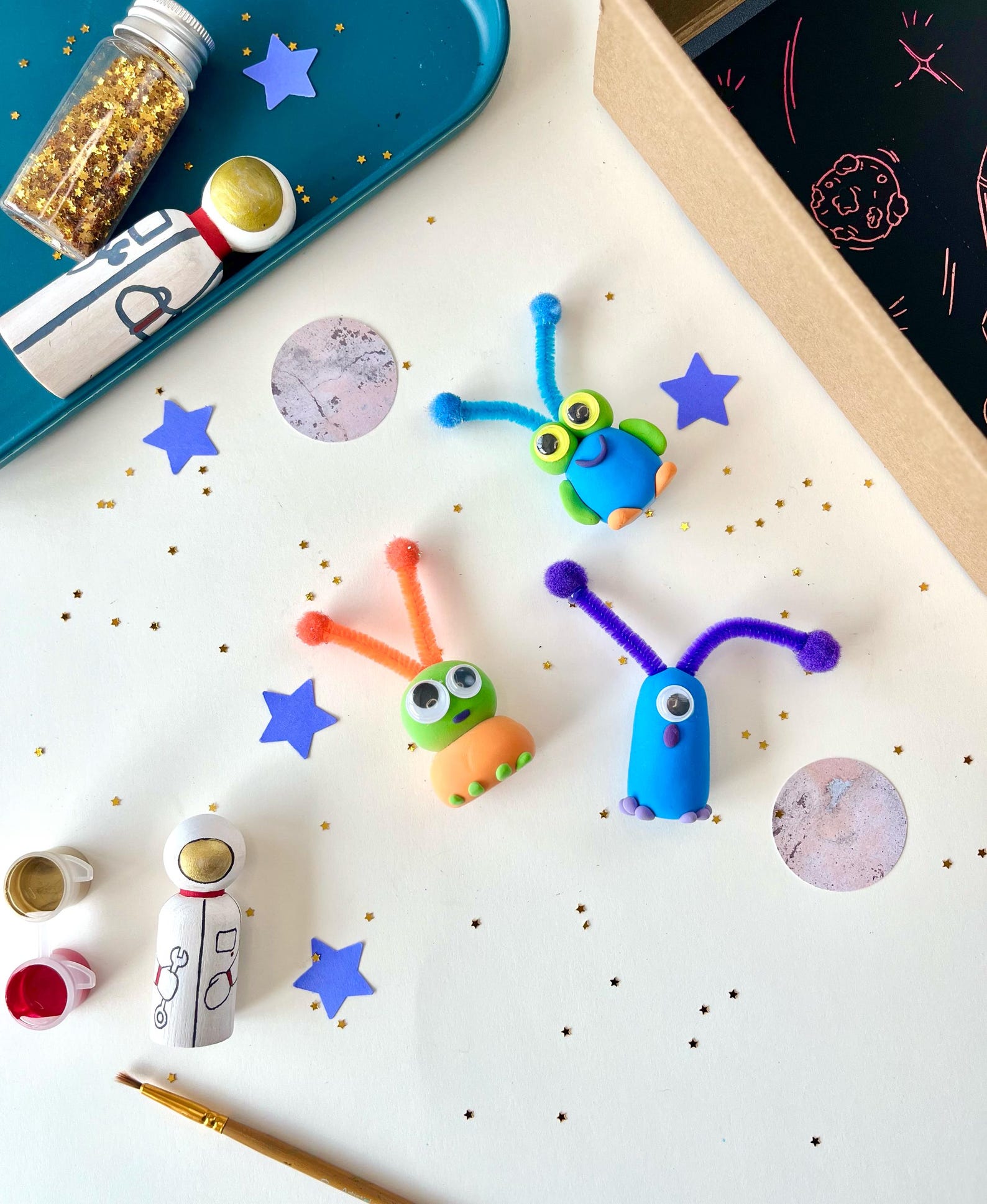 Rocket Ship Craft Kit: Space Adventure With Astronaut & Clay Aliens - Etsy