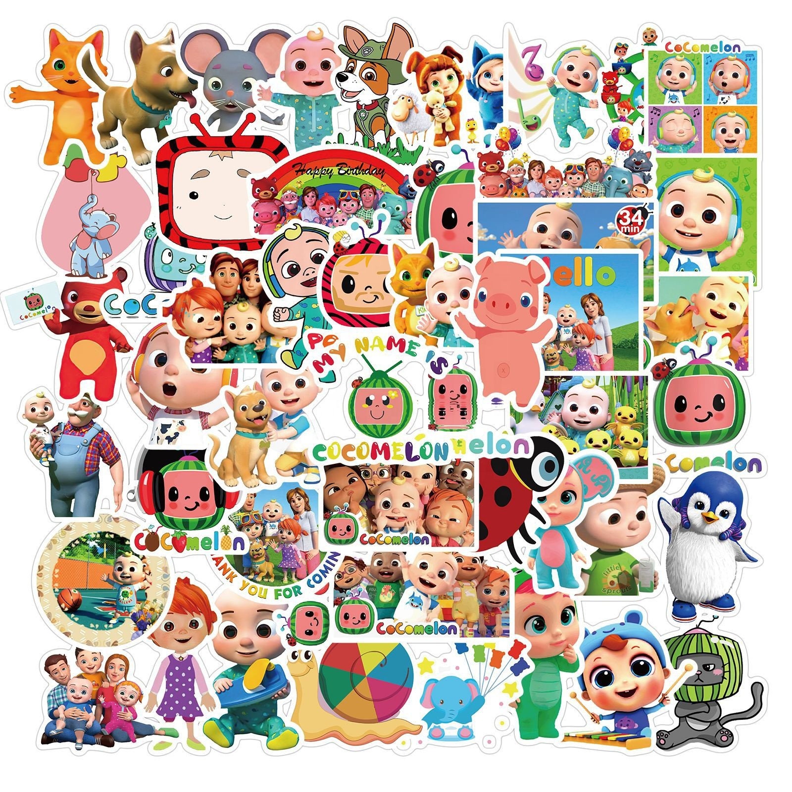 Paper & Party Supplies 50 Cocomelon Nursery Rhymes Sticker For Kids ...