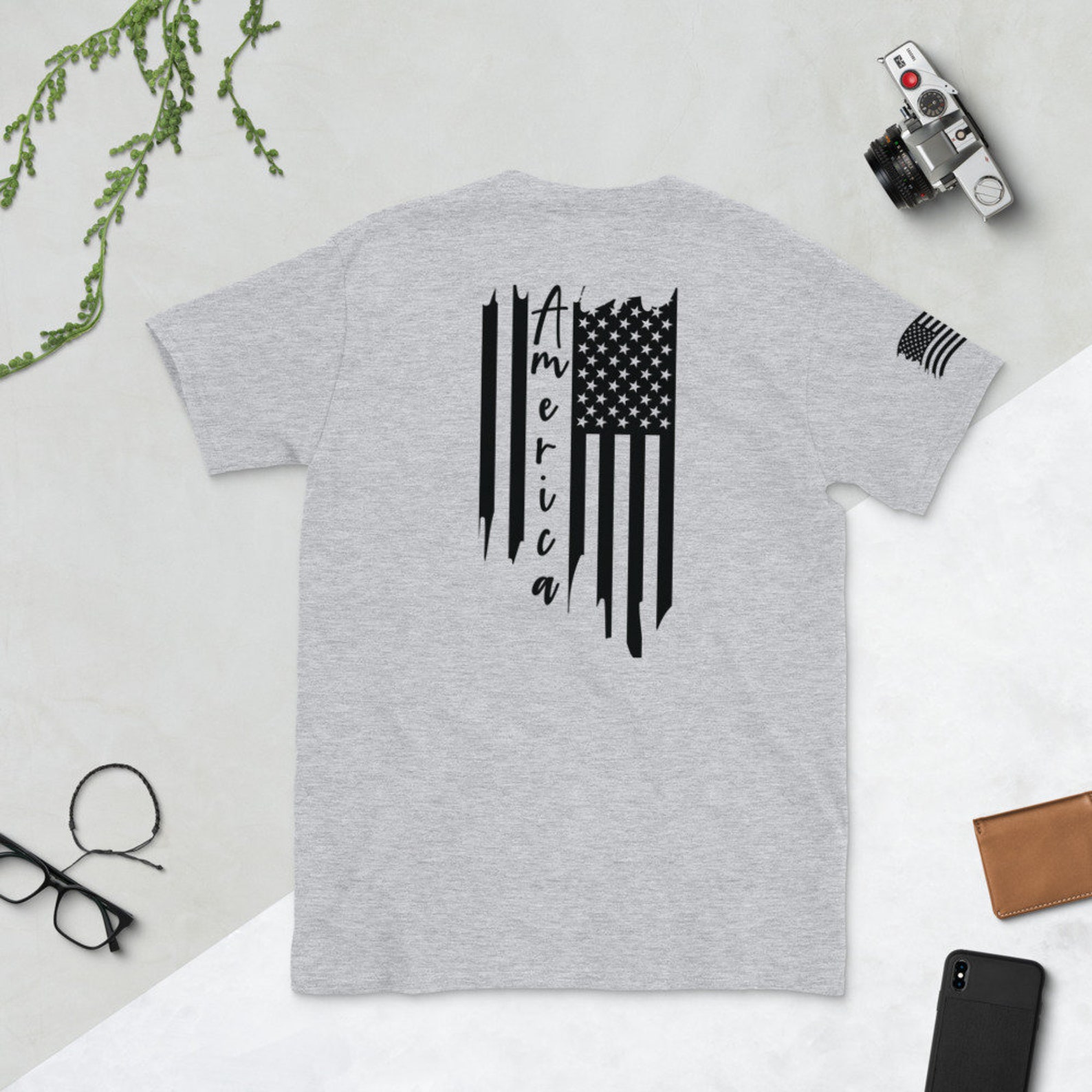 American Flag Shirt, Flag on BACK of Shirt, Flag Logo on Right Arm ...