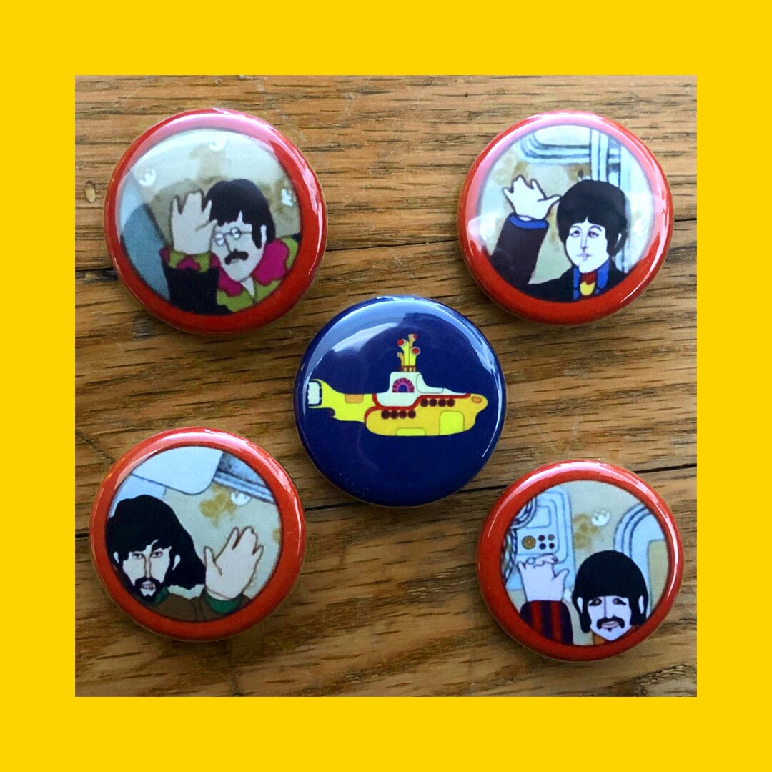 The Beatles Yellow Submarine Button Set, 1.25" Handmade Pinback Buttons ...