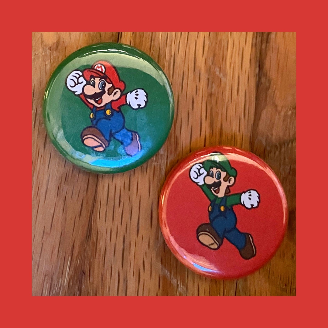 Super Mario Bros Pin Set, 1.25" Pinback Buttons, Mario, Luigi, Nintendo ...