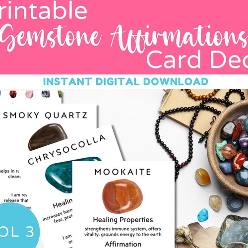Printable Gemstone Cards Printable Crystal Card Deck Crystal - Etsy
