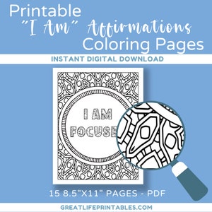 Printable Affirmations Coloring Pages, Digital Coloring Pages, Adult ...