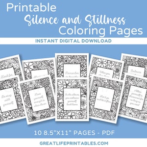 Printable Silence and Stillness Coloring Pages Vol 1, Floral Digital ...