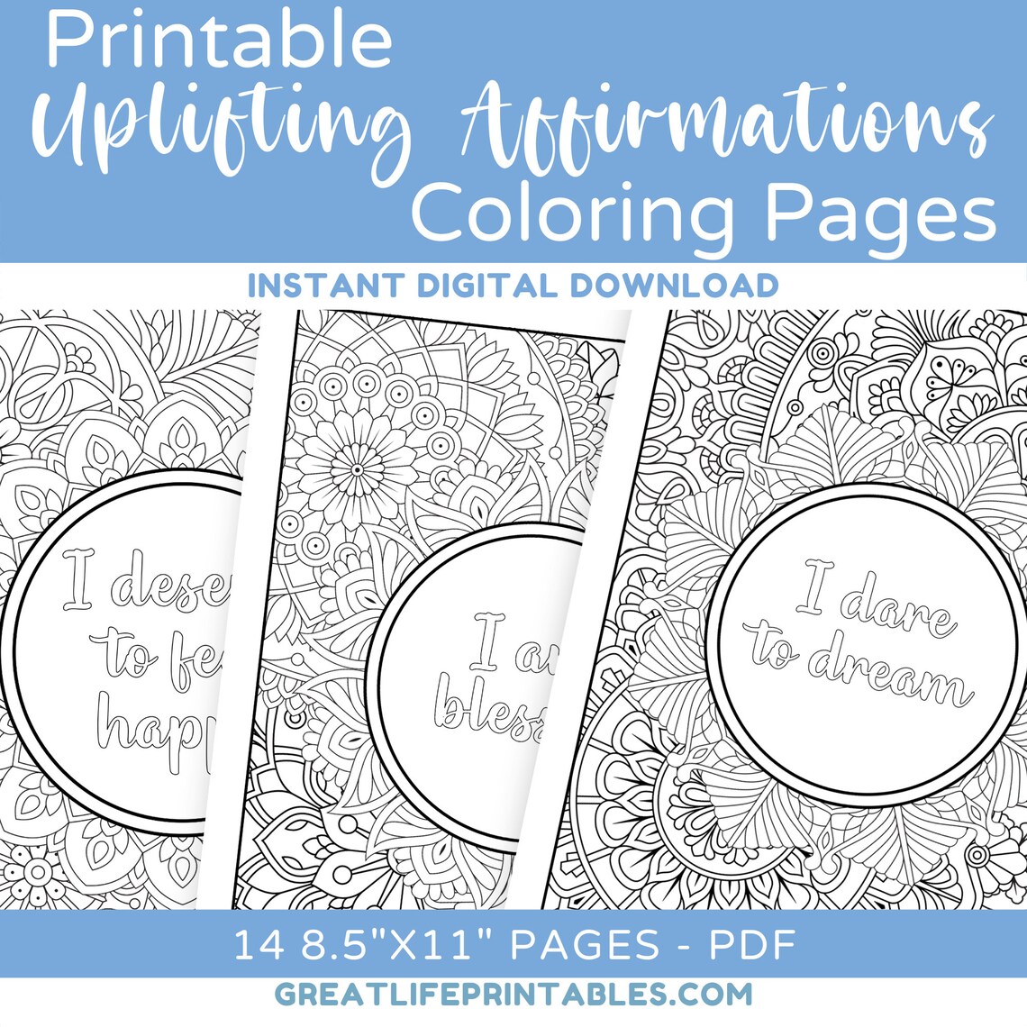 Printable Affirmation Coloring Pages, Relaxing Coloring Pages, Adult ...