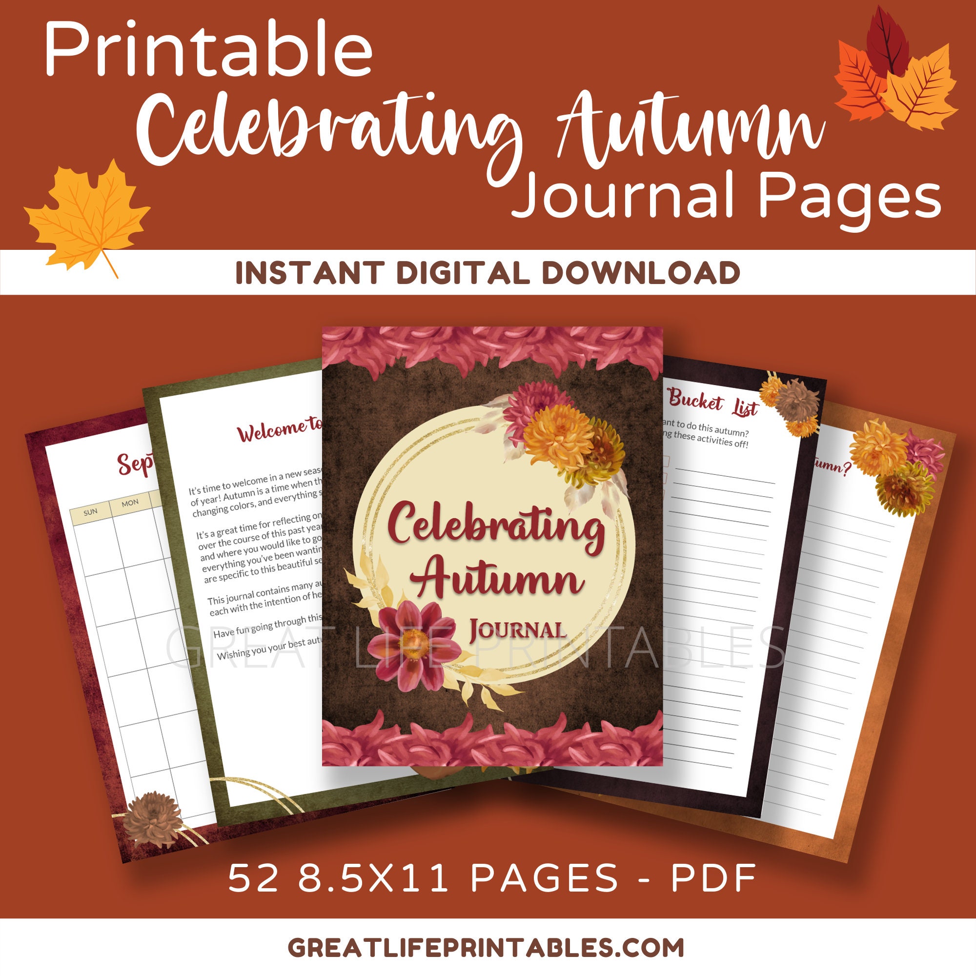 Fall Journal, Printable Journal, Journal Prompts, Undated Planner ...